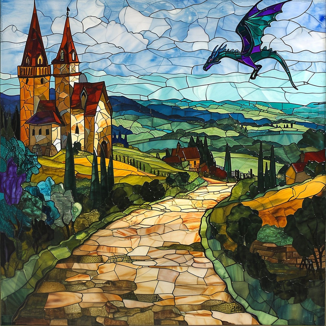 Castle and Dragon Ceramic Wall Art Decorative Tile Unique Home Decor ...