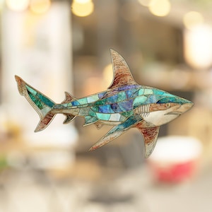 Reef Shark Window Cling Stained Glass Look Decal Sticker Window Film No ...