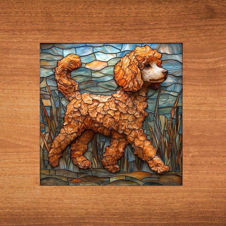 Poodle for a Stroll Decorative Tile Ceramic Art Tile Wall Decor ...