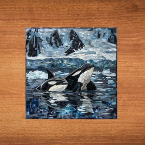 Orca Pod Stained Glass Look Art on Glossy Ceramic Decorative Tile Gift ...
