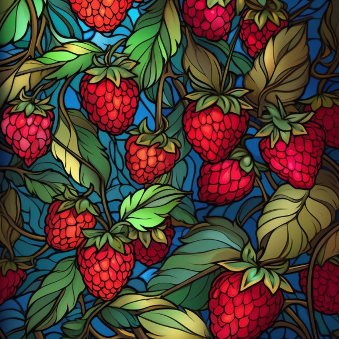 Strawberry Stained Glass Window Cling Assorted Strawberry Faux Stained ...