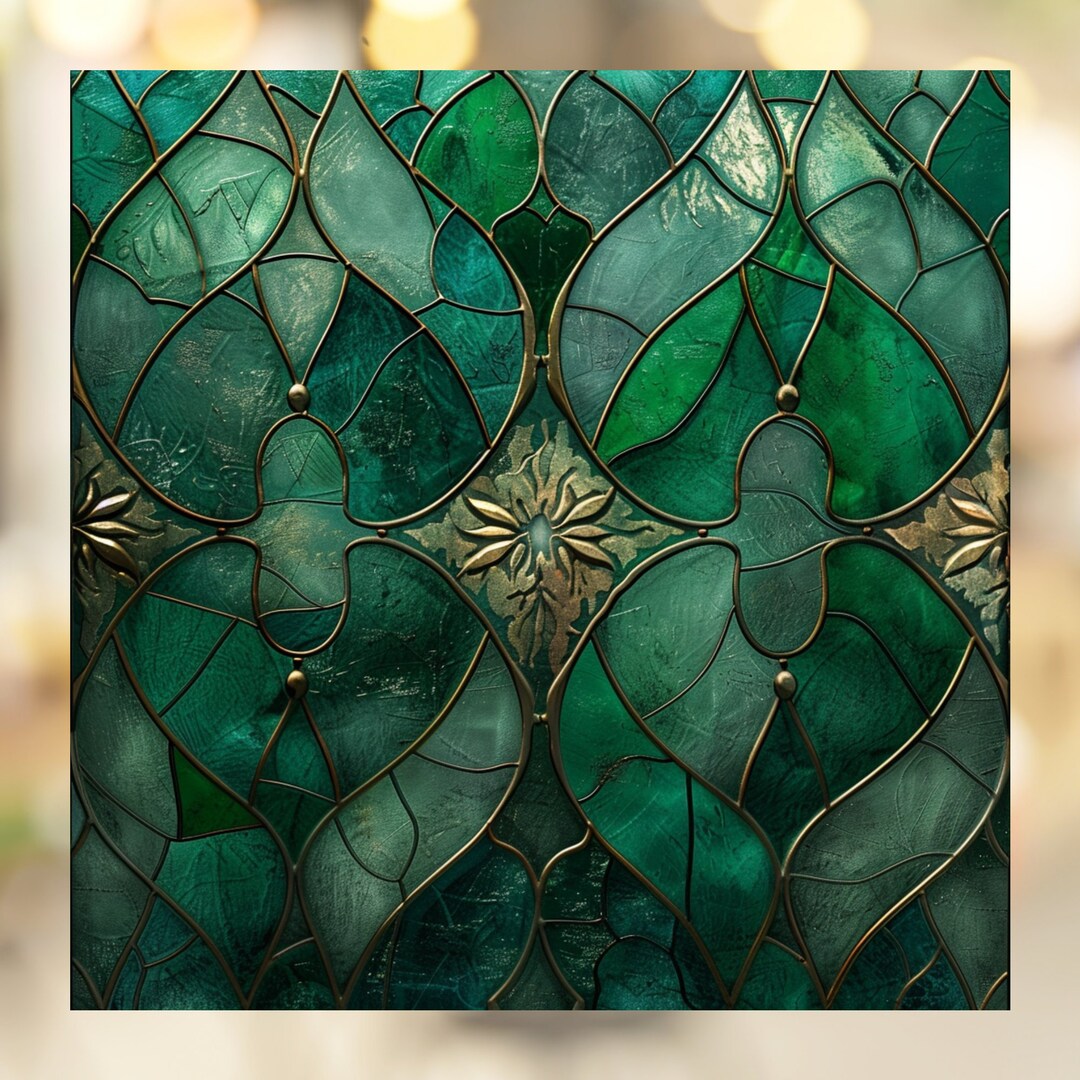 Seafoam Stained Glass Window Cling Gothic Decor Sticker Decal Window ...
