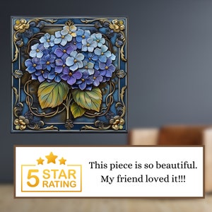 Hydrangea Ceramic Art Tile Art Nouveau Deco Wall Decor Coffee Table ...