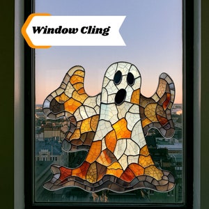 Ghost Halloween Stained Glass Look Window Cling Decal Sticker Window ...