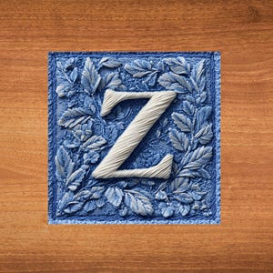 Z Letter Monogram Ceramic Art Tile Grandmillennial Style Decor Home Art ...