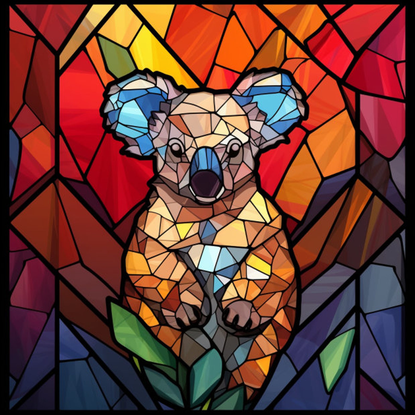 Koala Stained Glass Window Cling - Etsy