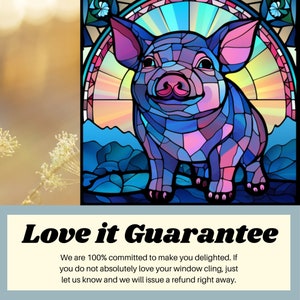 Pig Stained Glass Window Cling Window Sticker Decal Vinyl Film Window ...