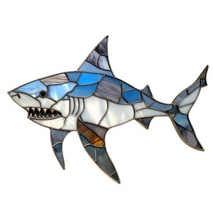 Shark Stained Glass Window Cling Decal Sticker Window Film Reusable No ...