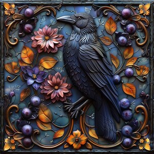 Raven Art Deco Ceramic Art Tile Decorative Glossy Tile for Bookshelf ...
