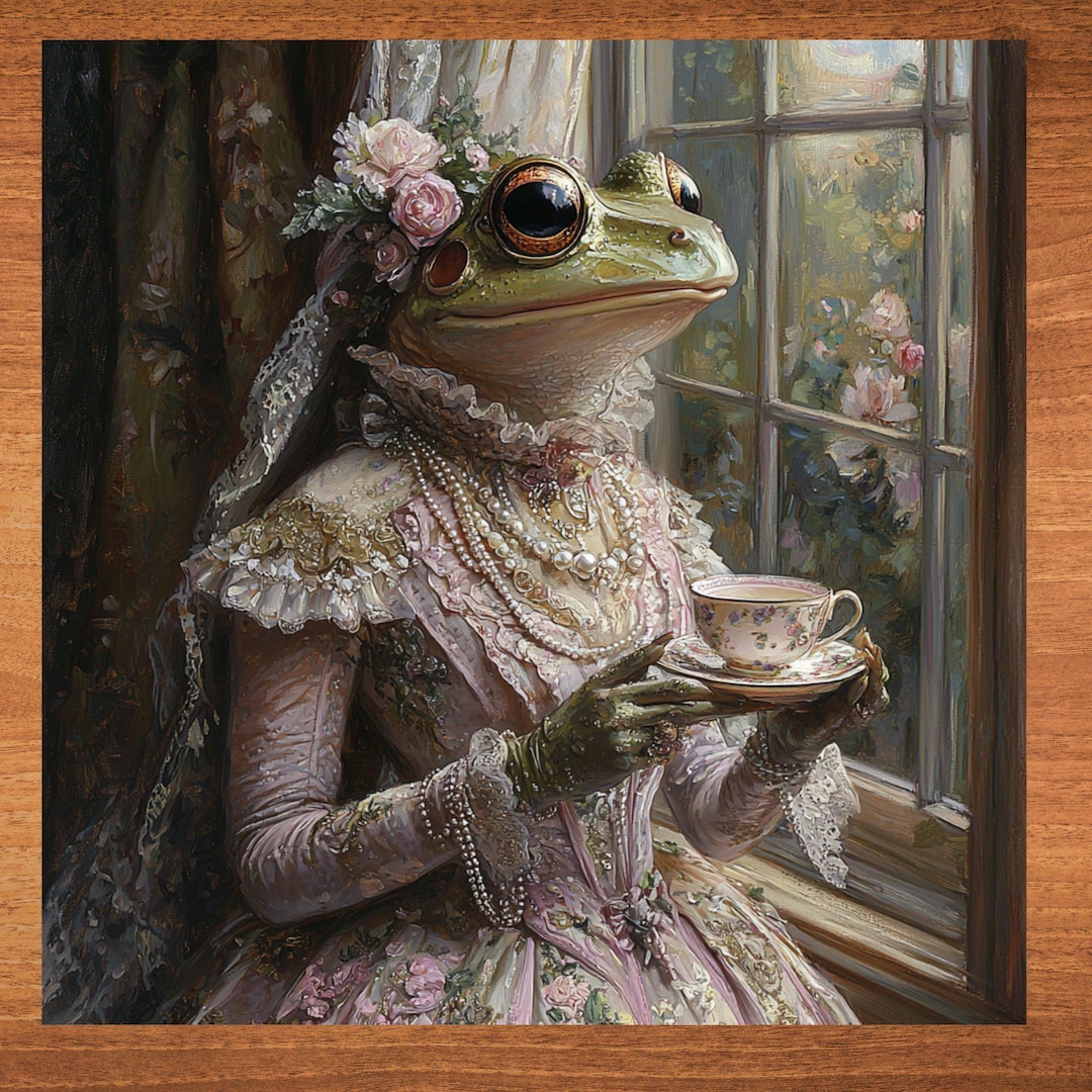 Victorian Lady Frog Ceramic Art Tile Decor for Bookshelf Book Nook Wall ...