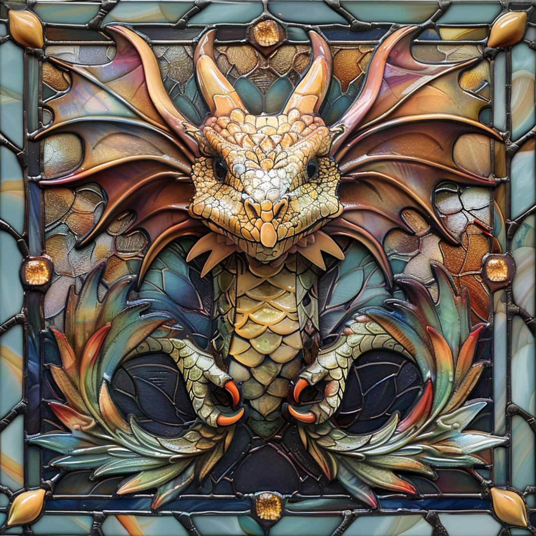 Dragon Ceramic Art Tile Decorative Glossy Tile for Bookshelf Book Nook ...