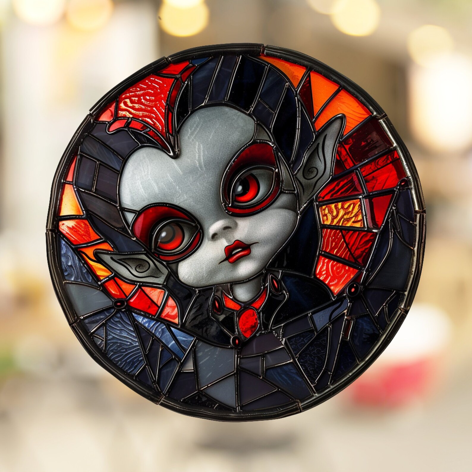 Baby Vampire Halloween Stained Glass Look Window Cling Decal Sticker ...