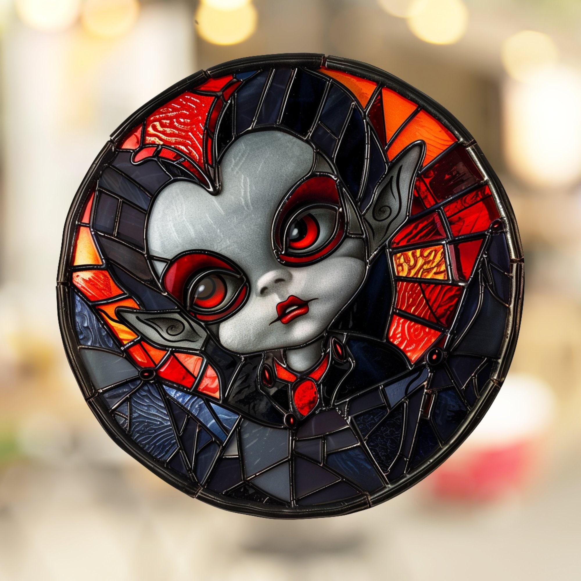 Baby Vampire Halloween Stained Glass Look Window Cling Decal Sticker ...