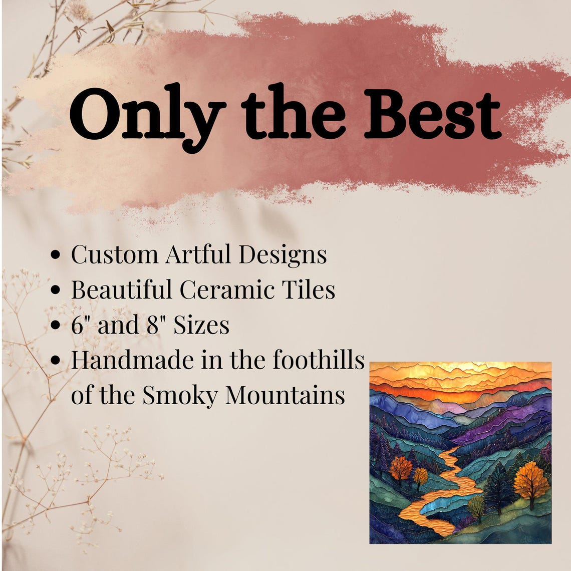 Mountains and River Ceramic Tile Art Book Nook Bookshelf Coffee Table ...