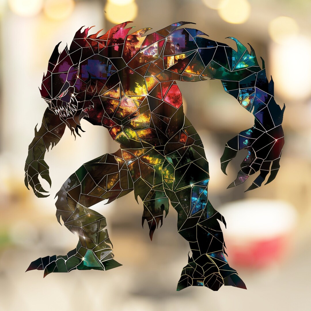 Werewolf Halloween Stained Glass Look Window Cling Decal Sticker Window ...