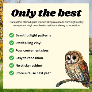 Barred Owl Window Cling Sticker Decal Window Film Gift for Bird Lovers ...