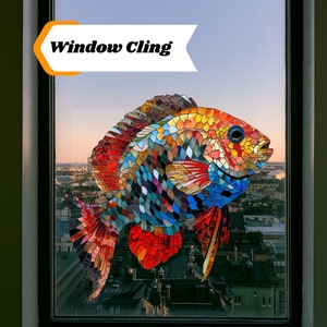 Flowerhorn Cichlid Stained Glass Window Cling Window Sticker Decal No ...
