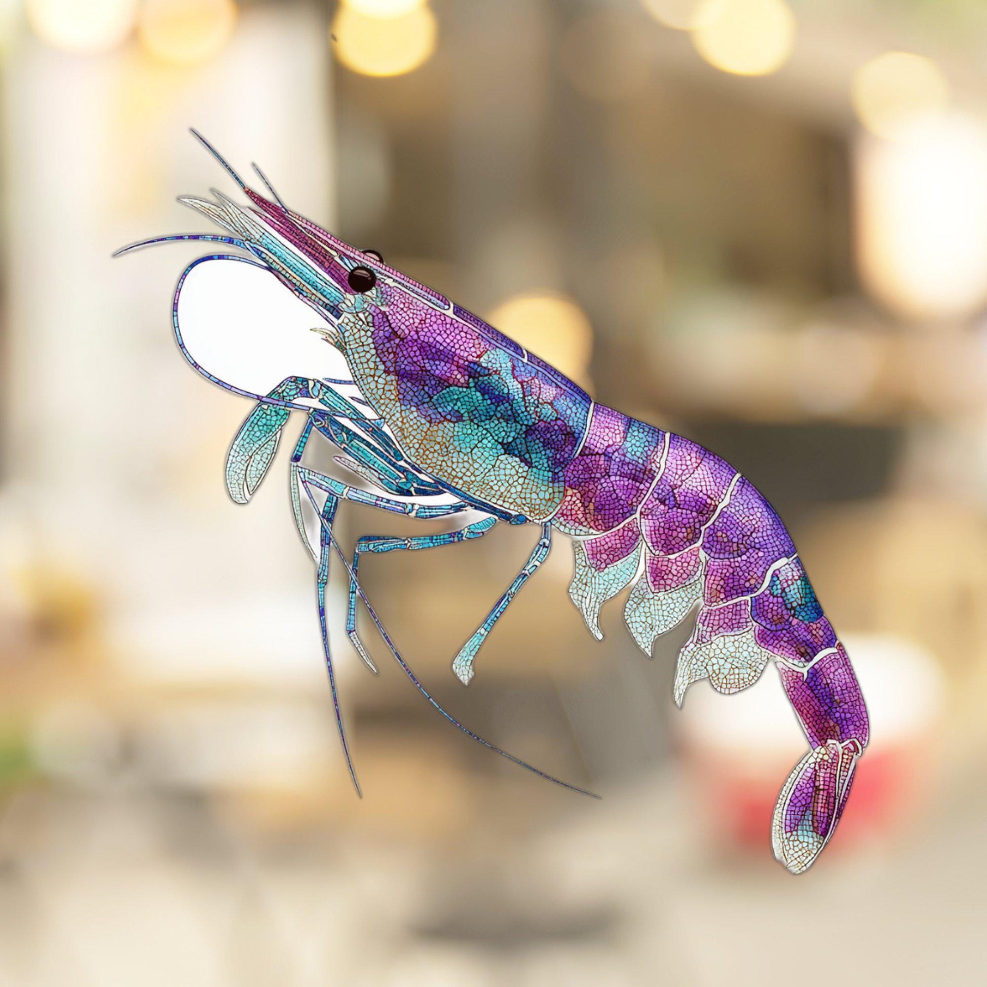 Cleaner Shrimp Window Cling Stained Glass Look Decal Sticker Window ...
