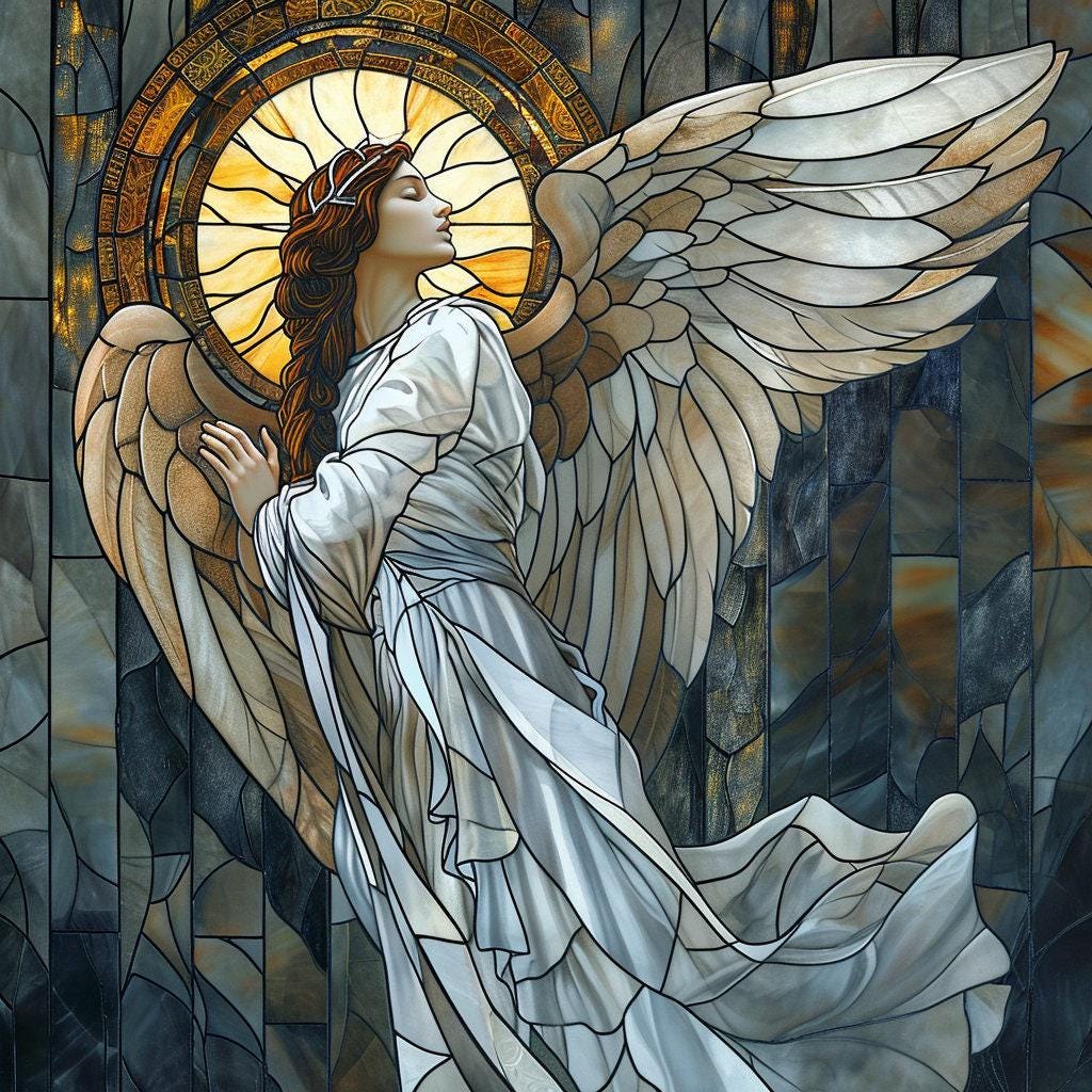 Angel Ceramic Wall Art Decorative Tile Unique Home Decor Stained Glass ...