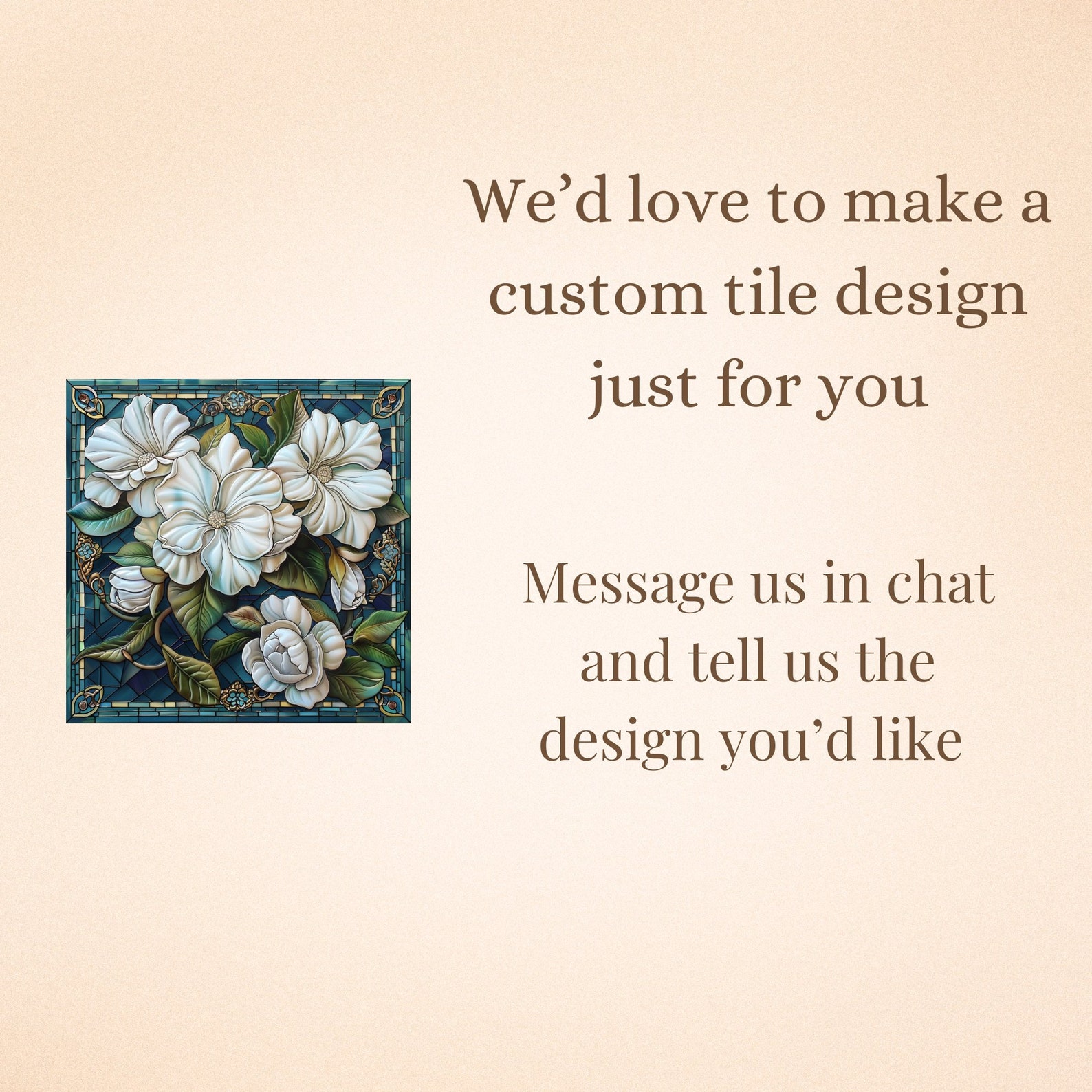 Gardenias Ceramic Art Tile Art Nouveau Deco Wall Decor Coffee Table ...