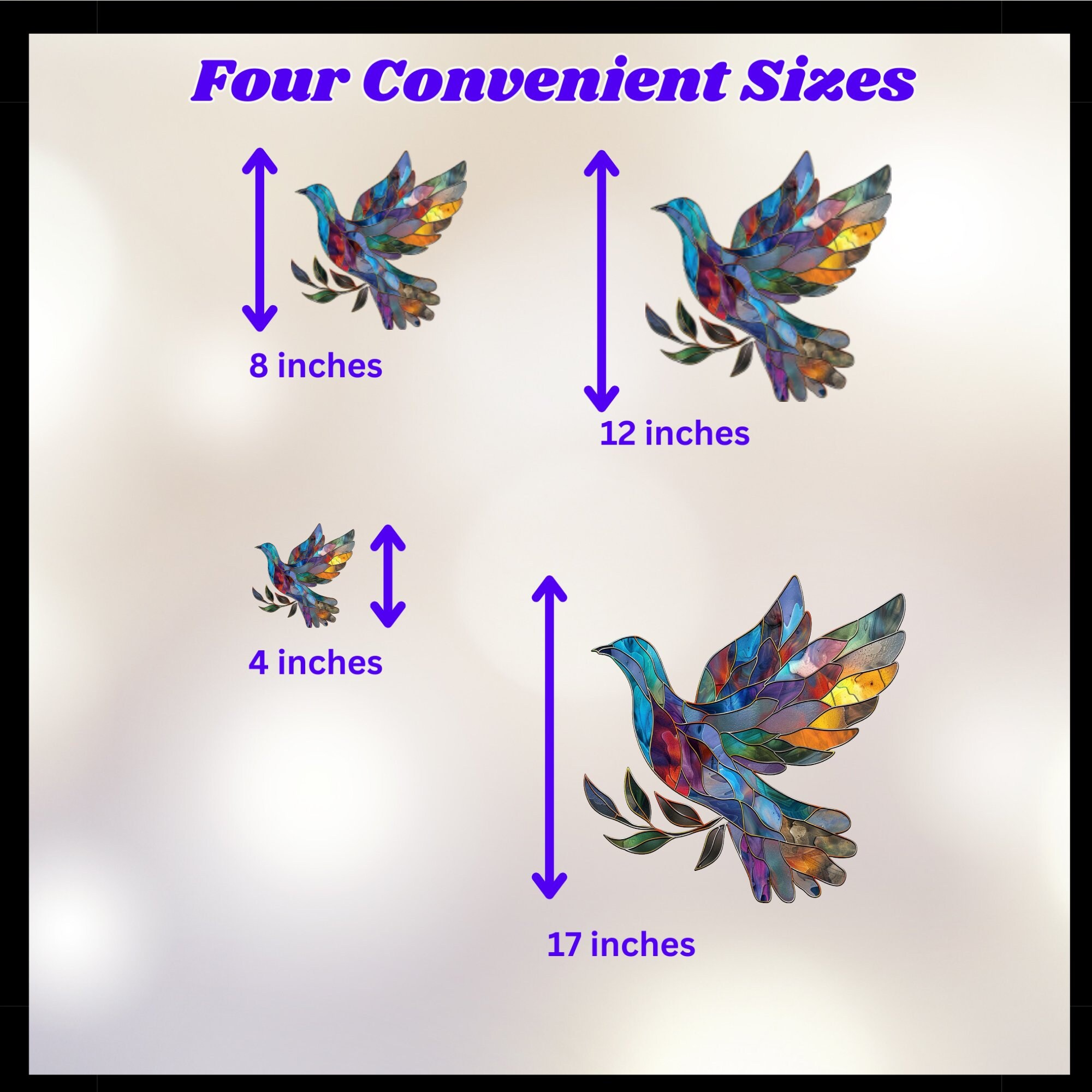 Dove Olive Branch Stained Glass Look Patriotic Window Cling for ...