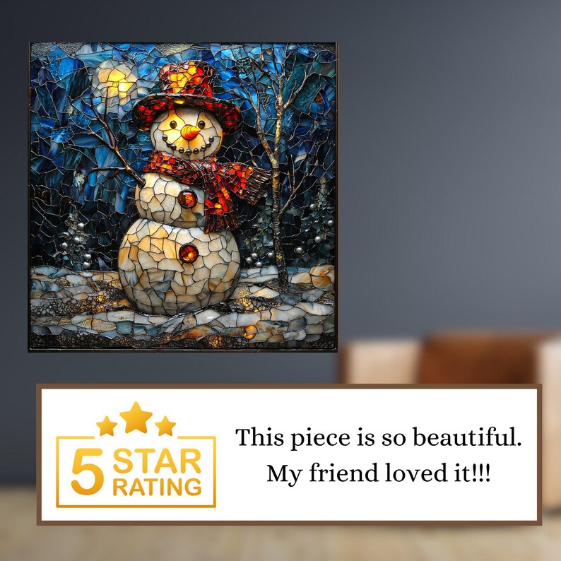 Snowman Ceramic Tile Art Book Nook Bookshelf Coffee Table Wall Decor ...