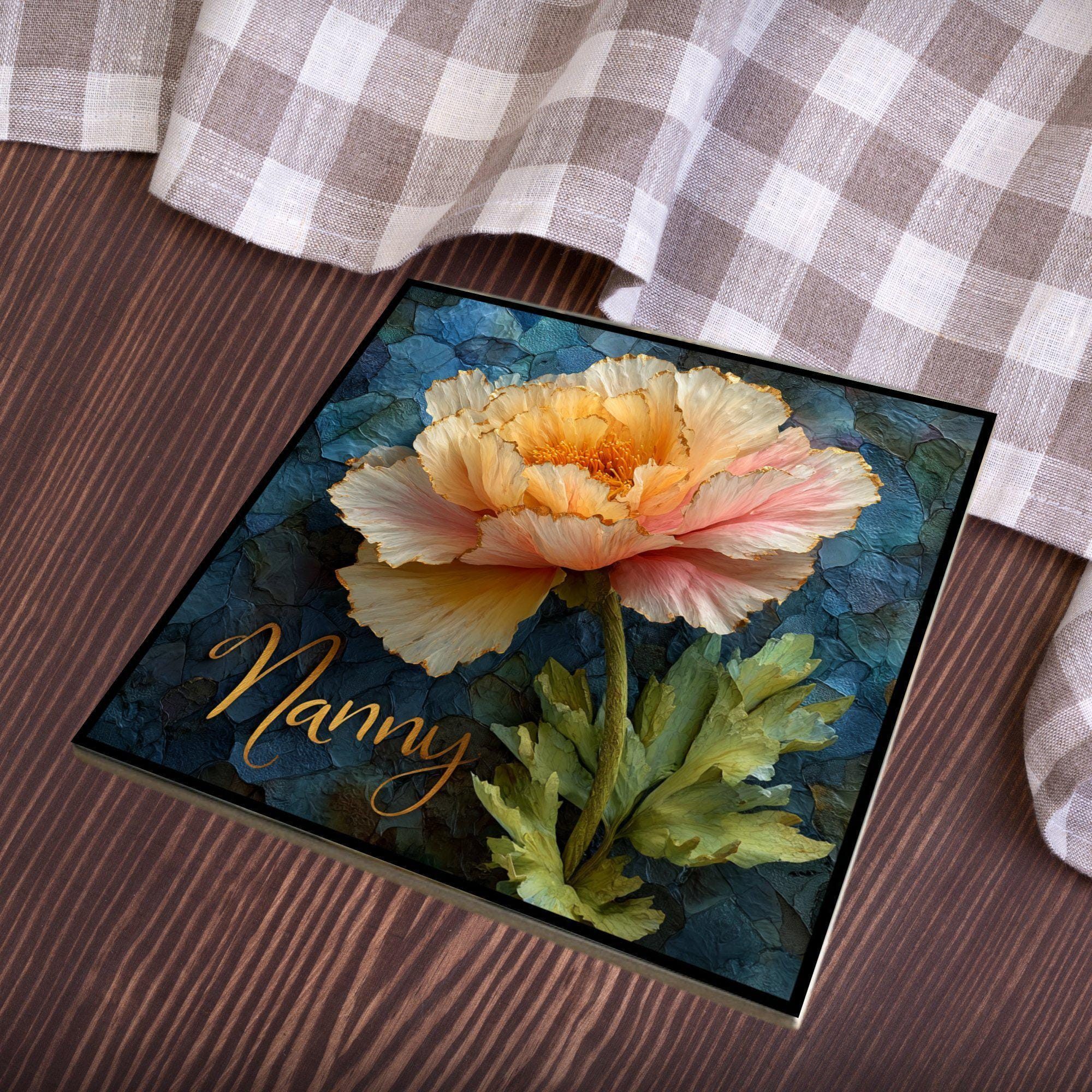Nanny January Carnation Ceramic Art Tile Customized With Birth Month ...