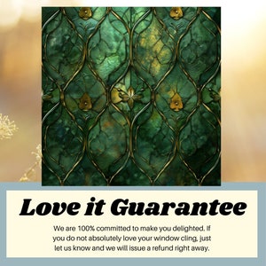 Hunter Green and Gold Stained Glass Window Cling Gothic Decor Sticker ...