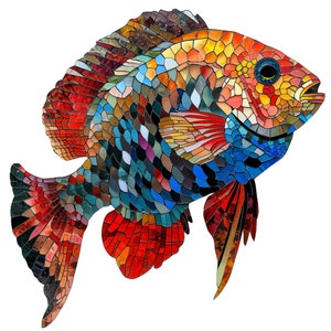 Flowerhorn Cichlid Stained Glass Window Cling Window Sticker Decal No ...