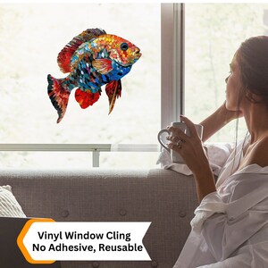 Flowerhorn Cichlid Stained Glass Window Cling Window Sticker Decal No ...