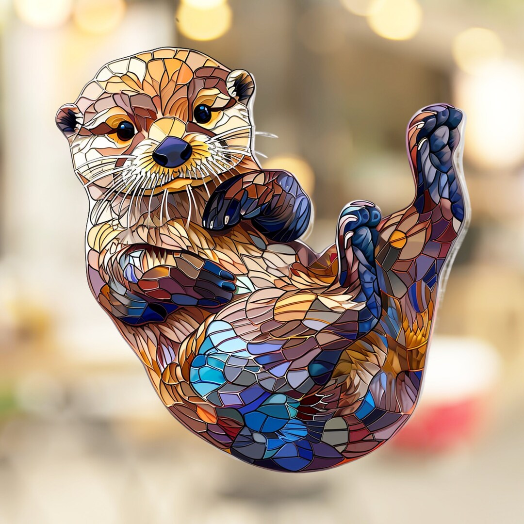 Otter Stained Glass Window Cling Window Sticker Decal - No Adhesive ...