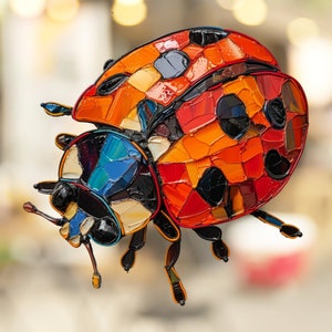 Harlequin Ladybug Adorable Stained Glass Window Cling Sticker Decal ...