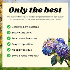 Hydrangea Stained Glass Window Cling Beautiful Flower Window Artwork ...