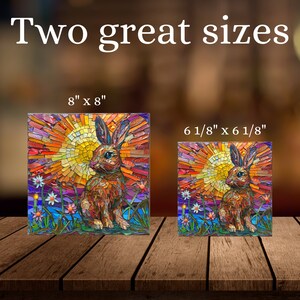 Rabbit Stained Glass Look Art on Glossy Ceramic Decorative Tile Tileful ...