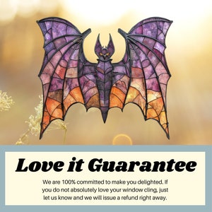 Spooky Purple Bat Halloween Stained Glass Look Window Cling Decal ...