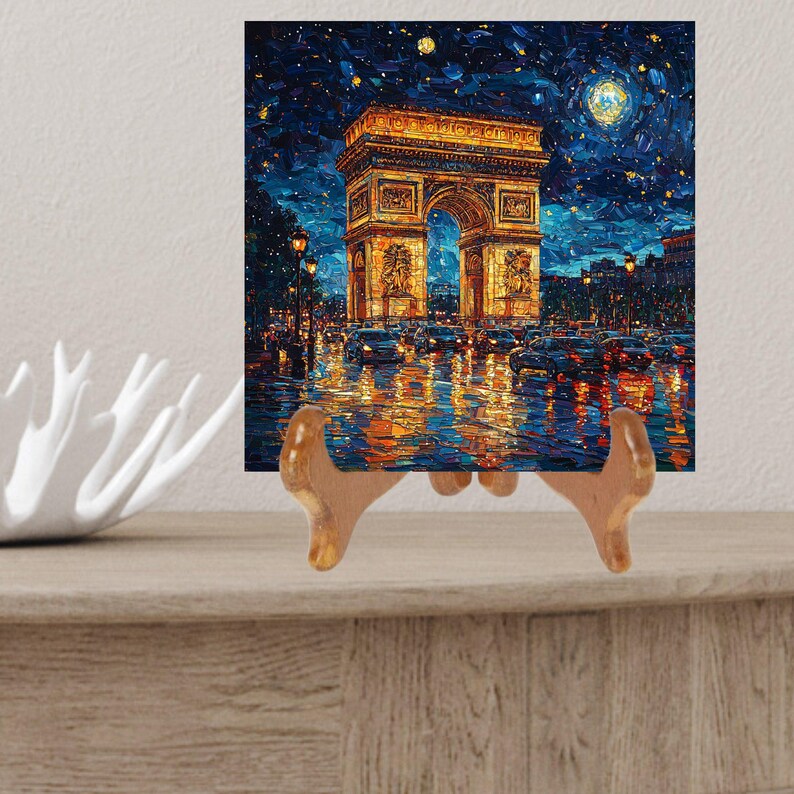 Arc De Triomphe at Night in Paris Ceramic Art Tile Glossy Tile Decor ...