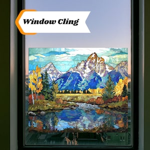 Grand Teton National Park Stained Glass Window Cling Decal Sticker ...