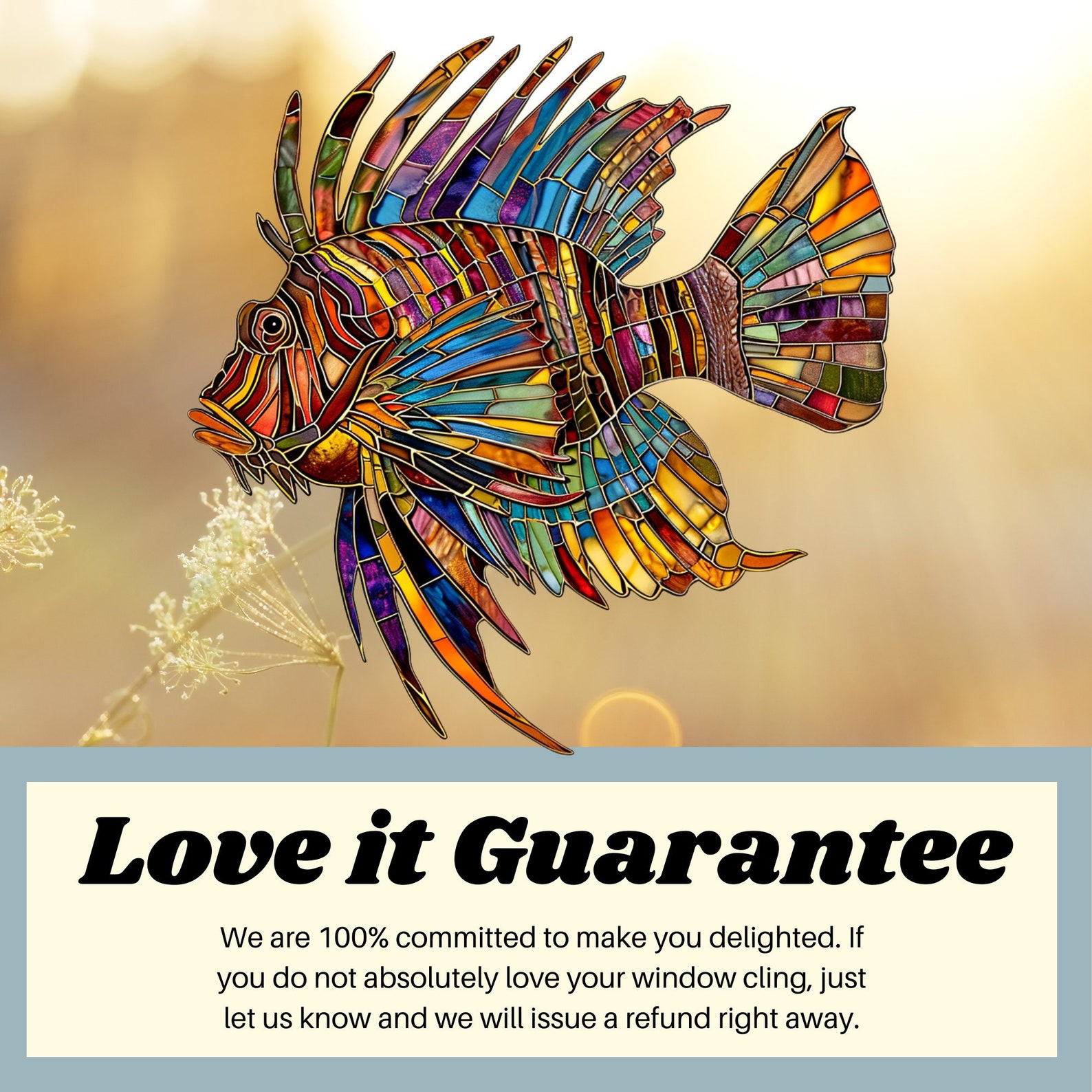 Lionfish Stained Glass Window Cling Window Sticker Decal No Adhesive ...