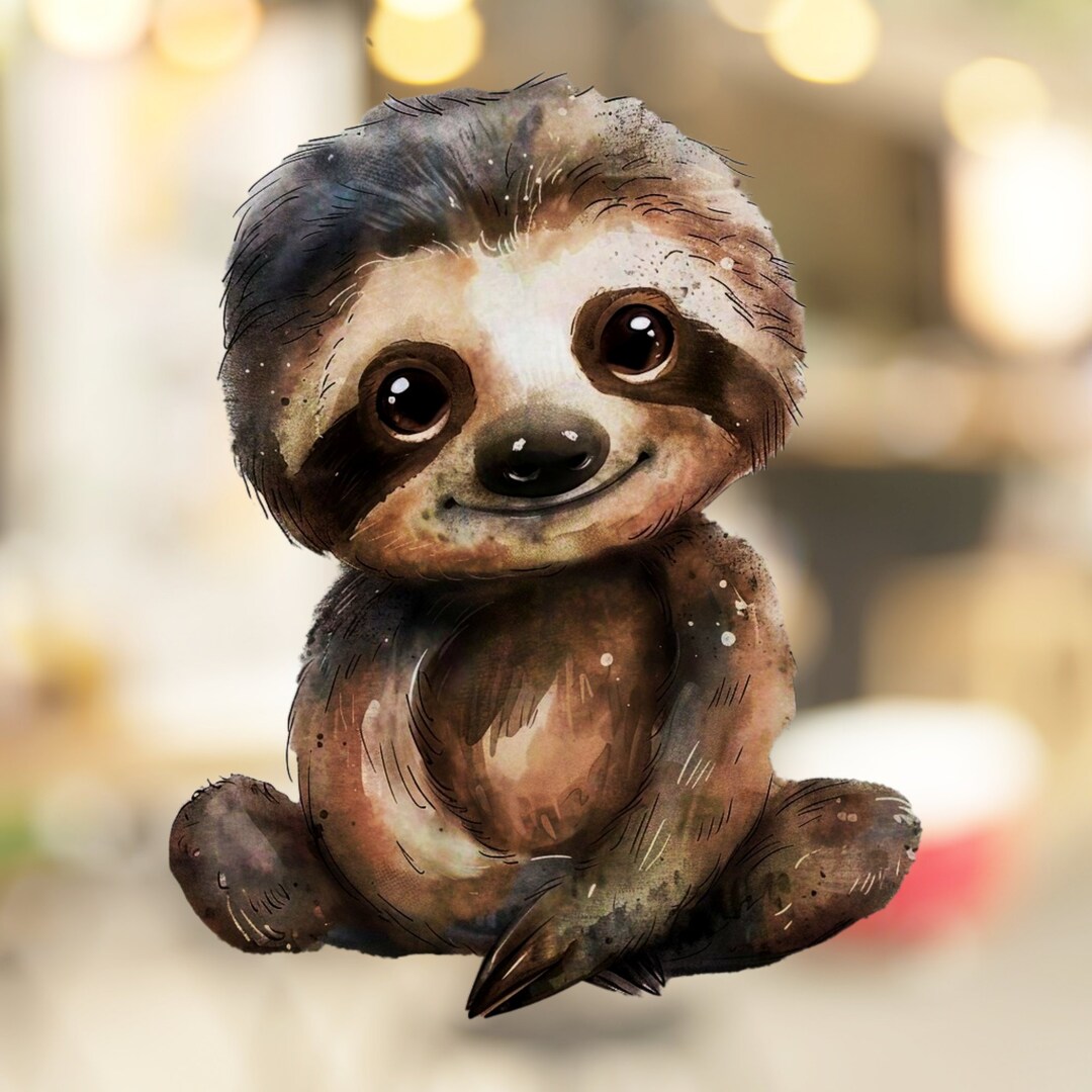 Watercolor Baby Sloth Window Decal Sticker Vinyl Window Cling Nursery ...