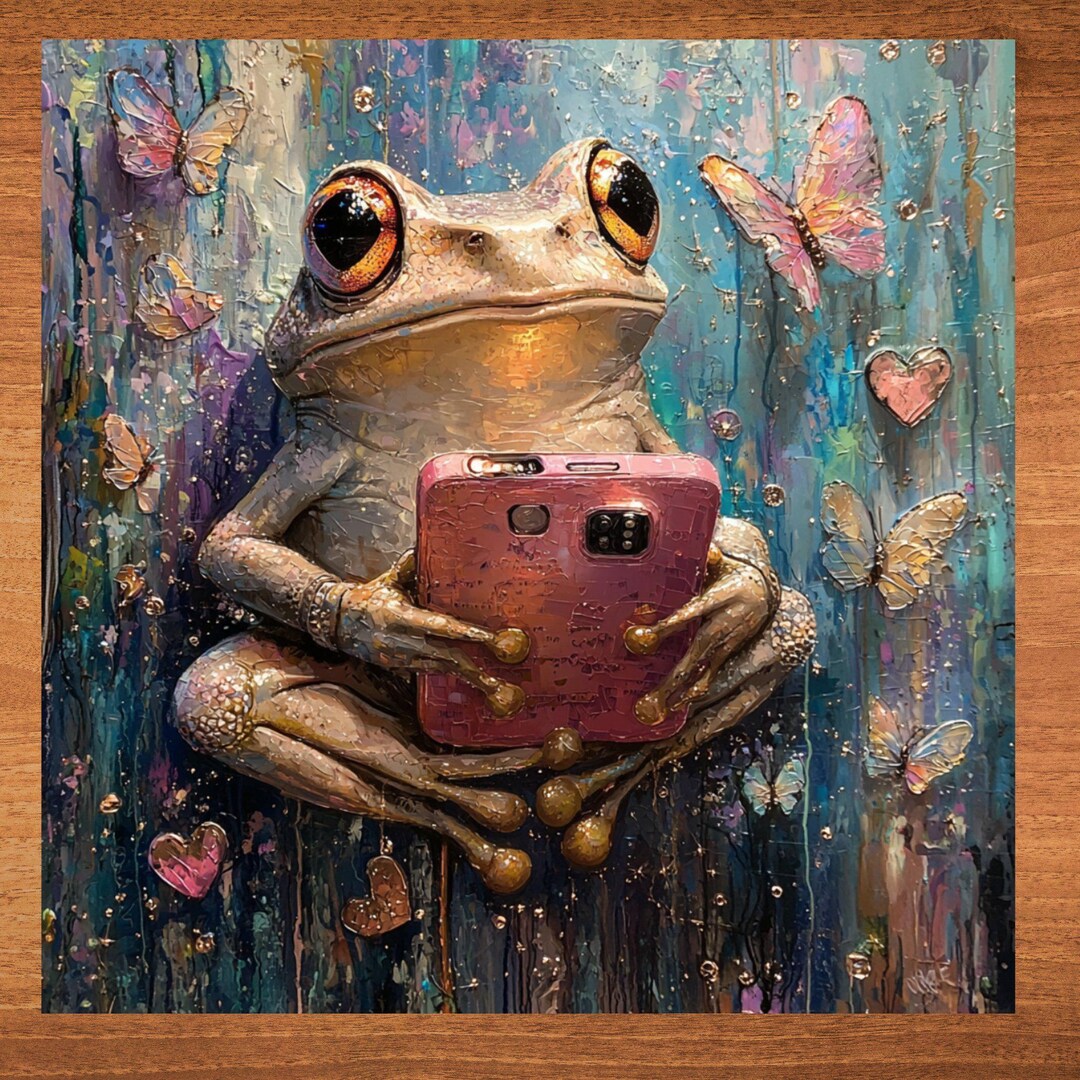 Y2K Frog Phone Ceramic Art Tile Decor for Bookshelf Book Nook Wall Art ...