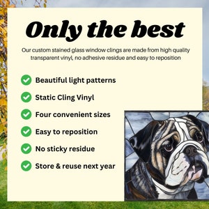 English Bulldog 2 Stained Glass Window Cling Decal Sticker Vinyl Window ...