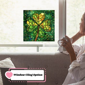 Four-leaf Clover Stained Glass Window Cling to Celebrate Saint Patrick ...
