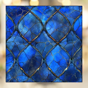 Cerulean Sky Stained Glass Window Cling Gothic Decor Sticker Decal ...
