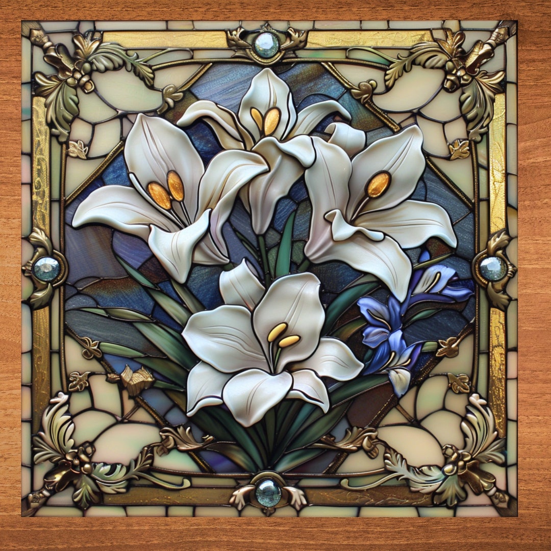 5689_WA_TILE Lily of the Nile Ceramic Art Tile Art Nouveau Deco Wall ...