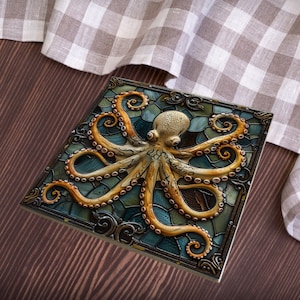 Octopus Art Nouveau Ceramic Art Tile Decorative Glossy Tile for ...