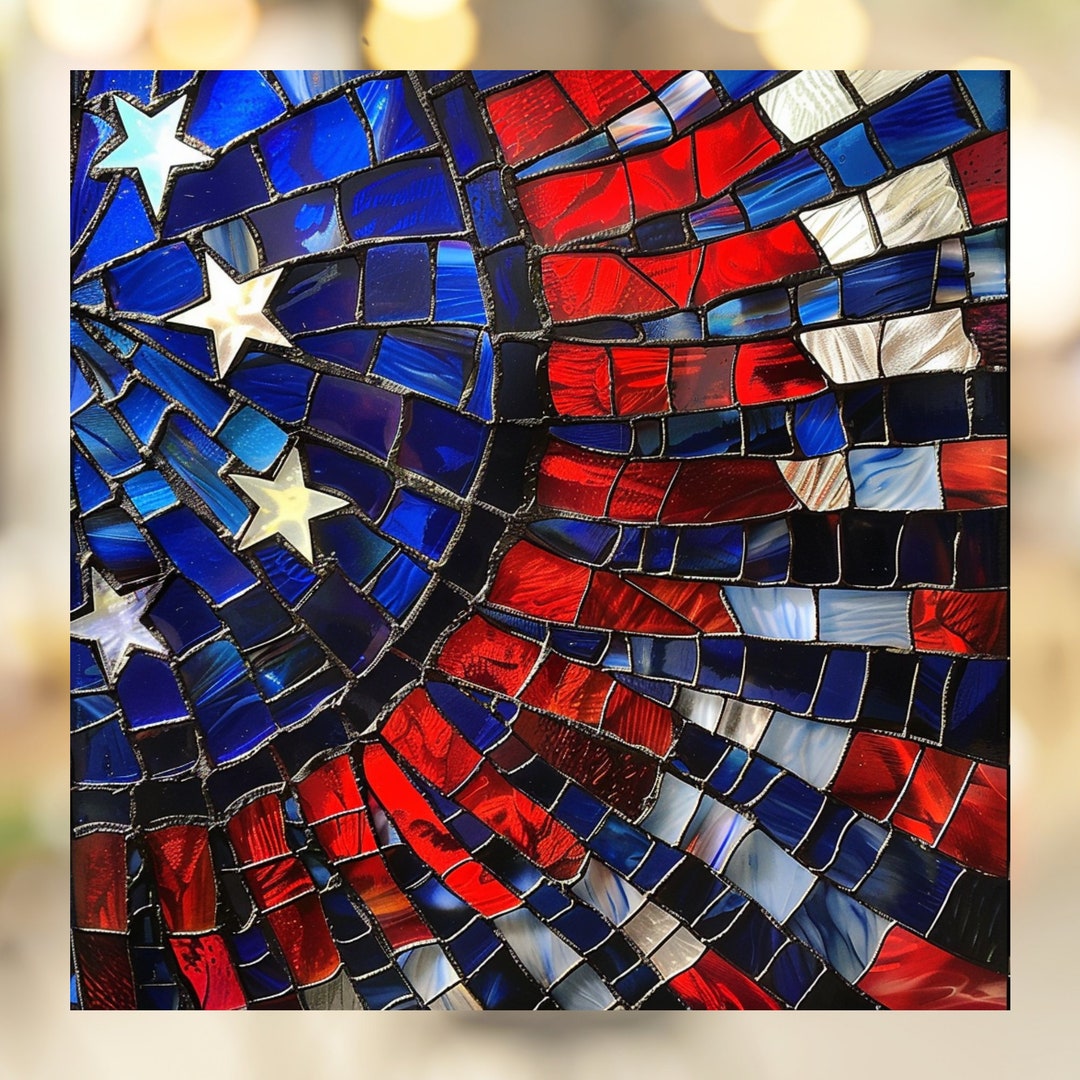 Bunting US Flag Window Cling Decal Sticker Decor for Memorial Day, 4th ...