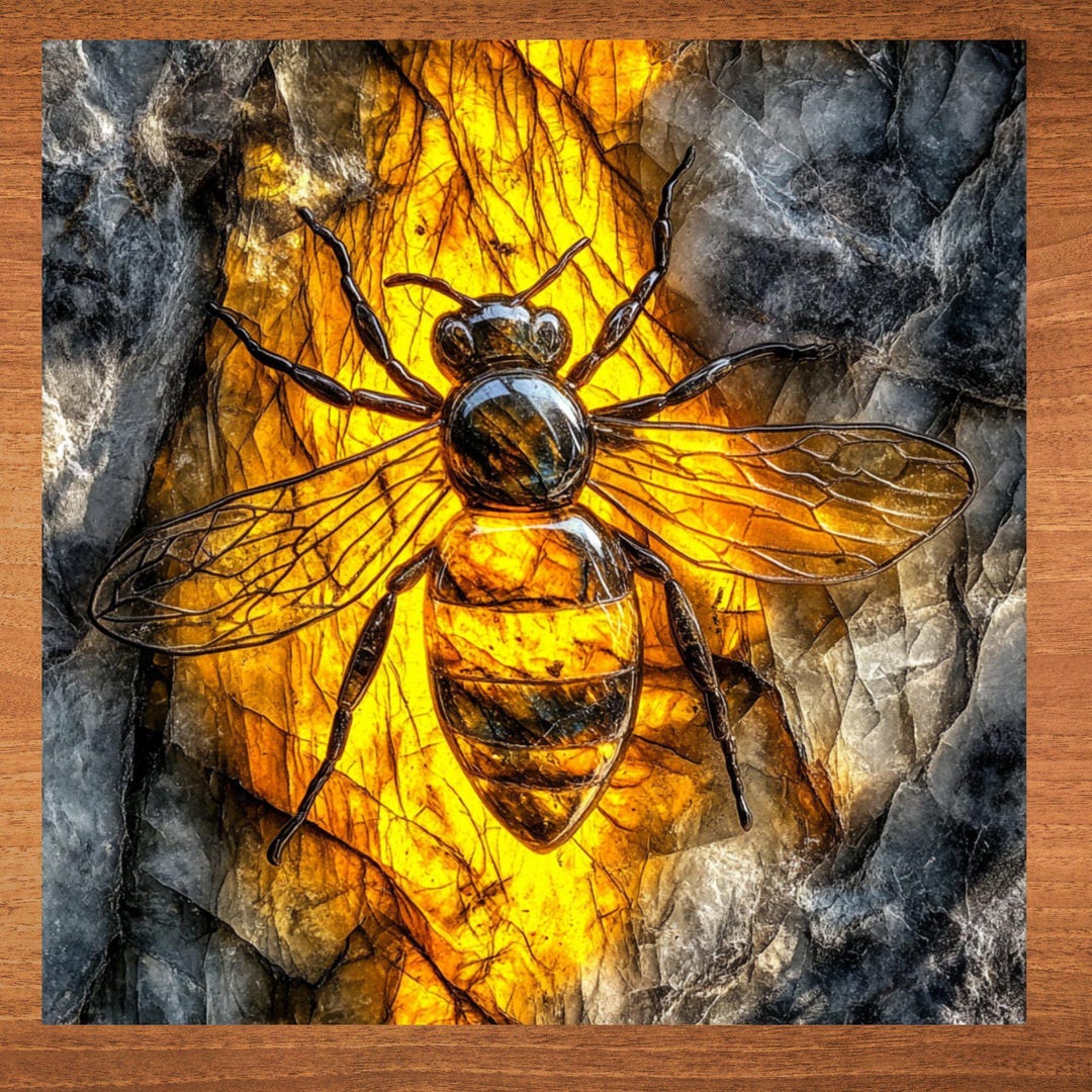 Amber Bee Stone Ceramic Art Tile Decor for Bookshelf Book Nook Wall Art ...