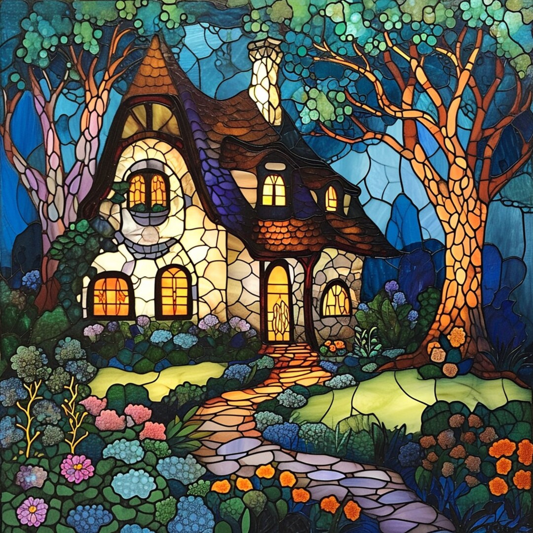 Cottage Ceramic Wall Art Decorative Tile Unique Home Decor Stained ...