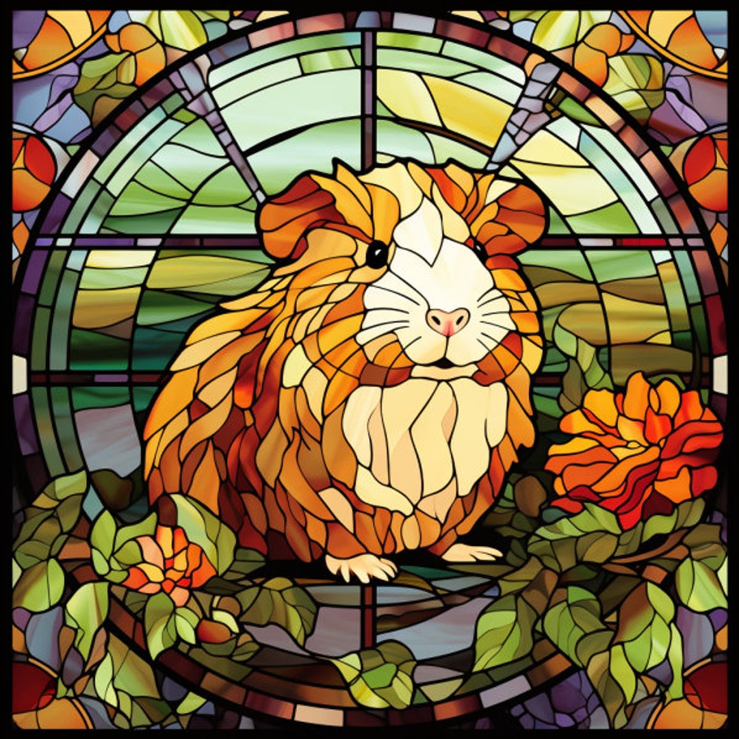 Guinea Pig Stained Glass Window Cling Guinea Pig Faux Stained Glass ...