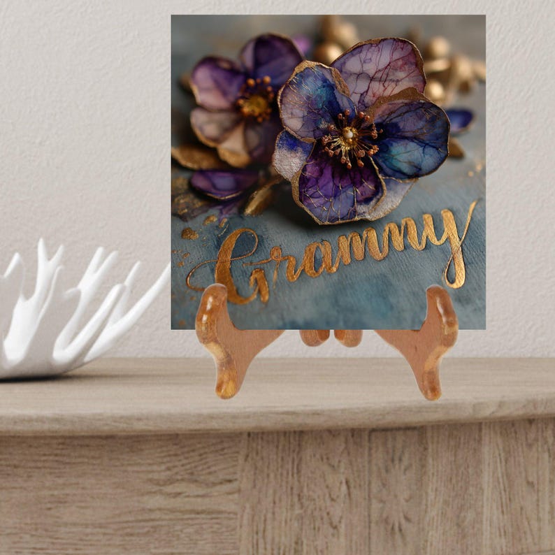 Grammy February Violet Ceramic Art Tile Customized With Birth Month ...